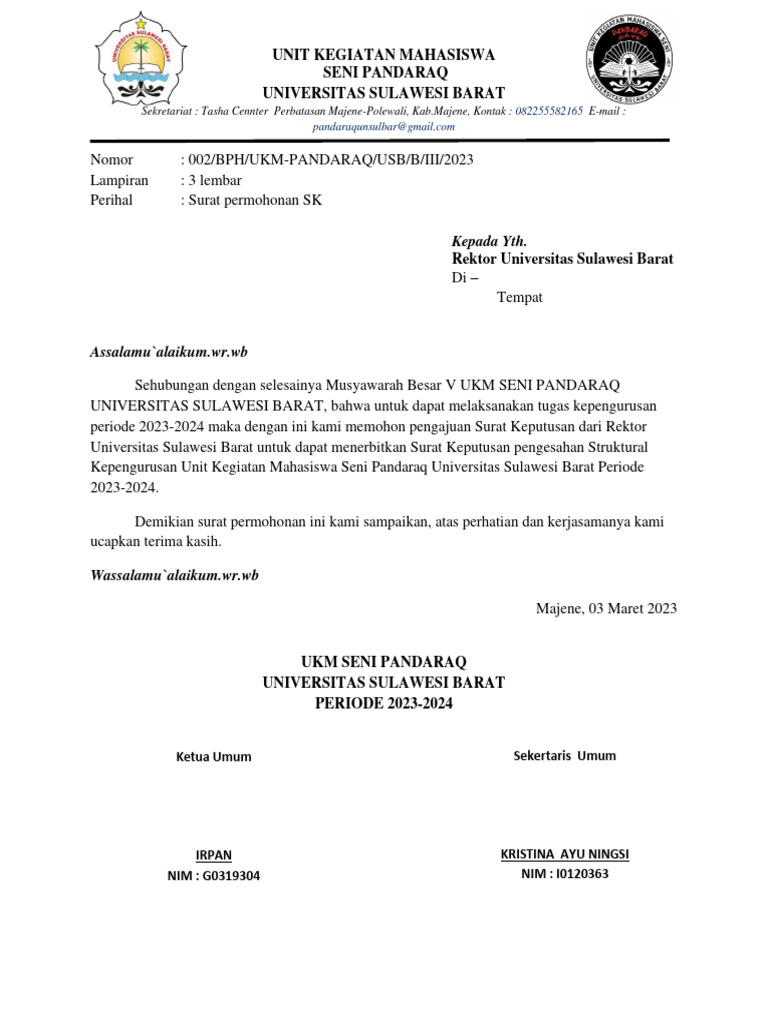 Permohonan SK Mubes - Salin | PDF