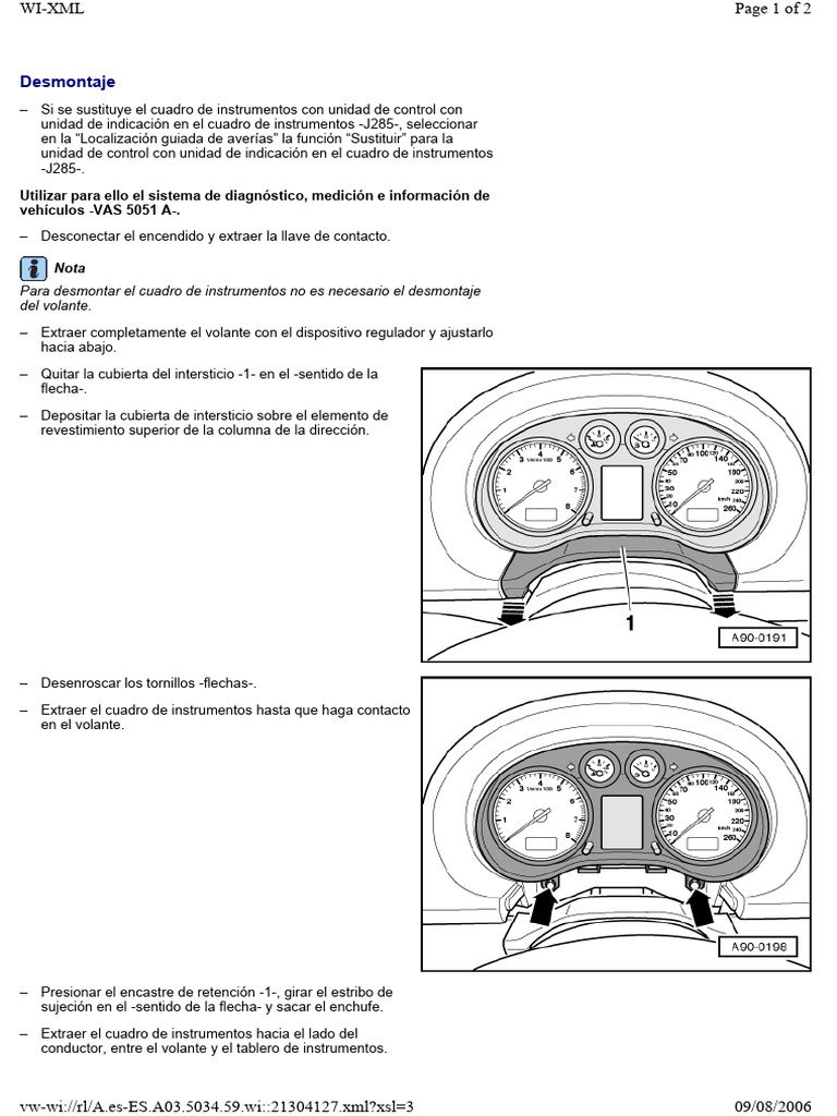 Desmontaje Cuadro Instrumentos J285 | PDF