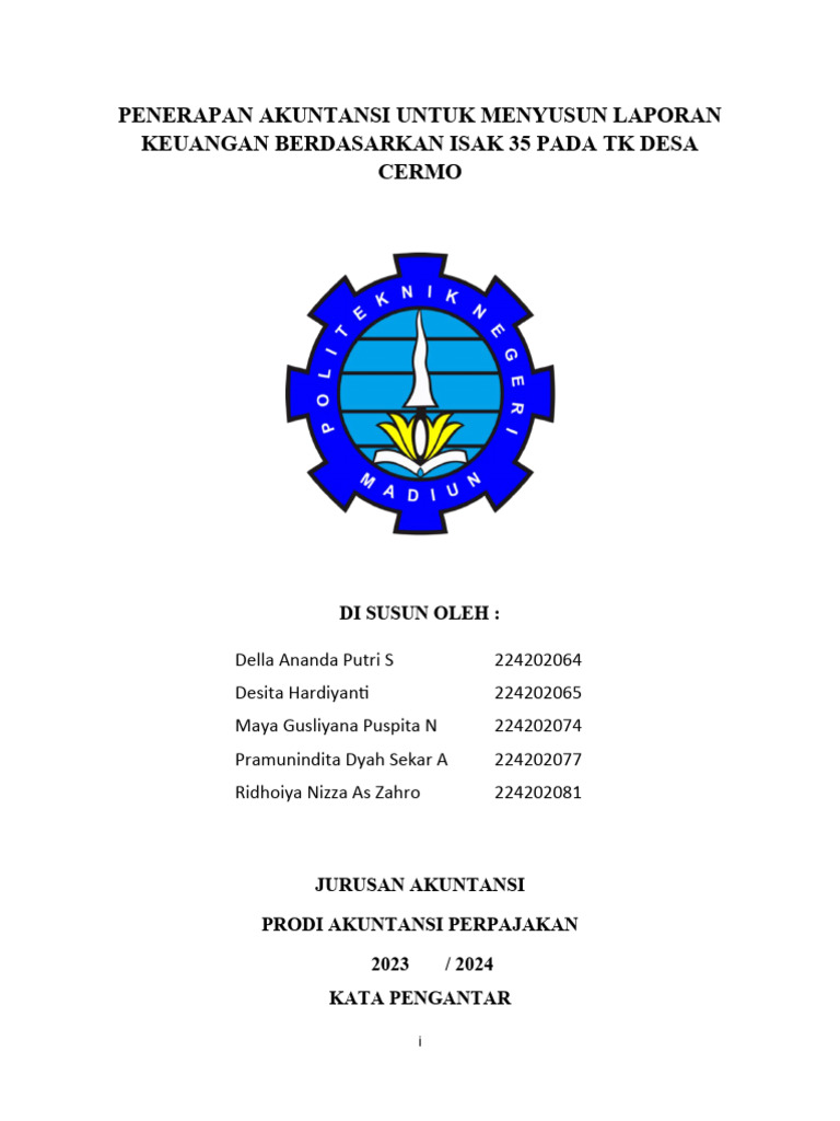 Penerapan Akuntansi Untuk Menyusun Laporan Keuangan Berdasarkan Isak 35 ...