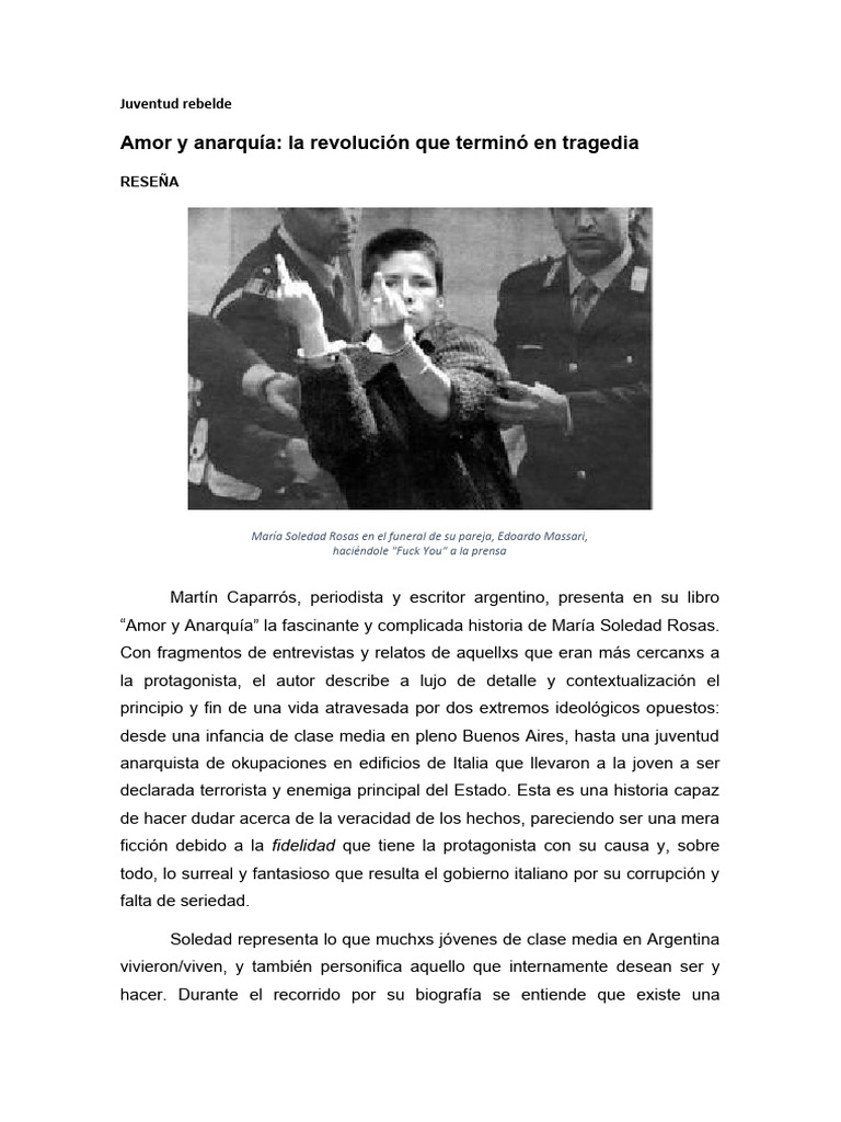 Amor y anarquía: vida de Soledad Rosas | PDF | Anarquismo