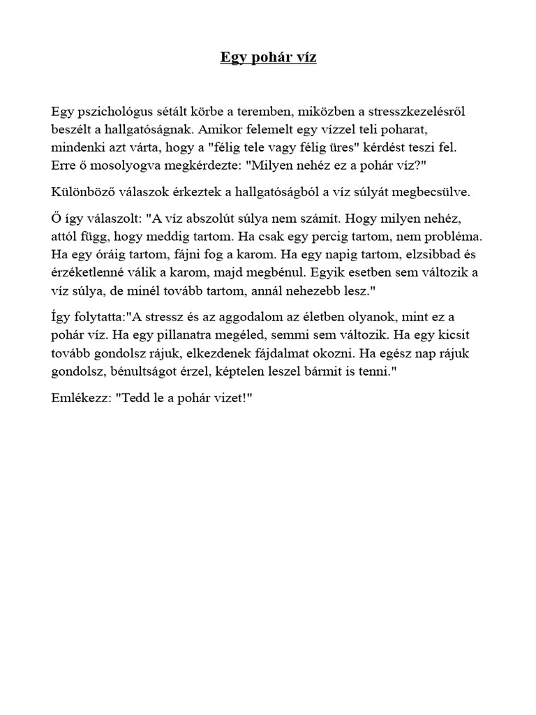 Egy Pohár Víz | PDF