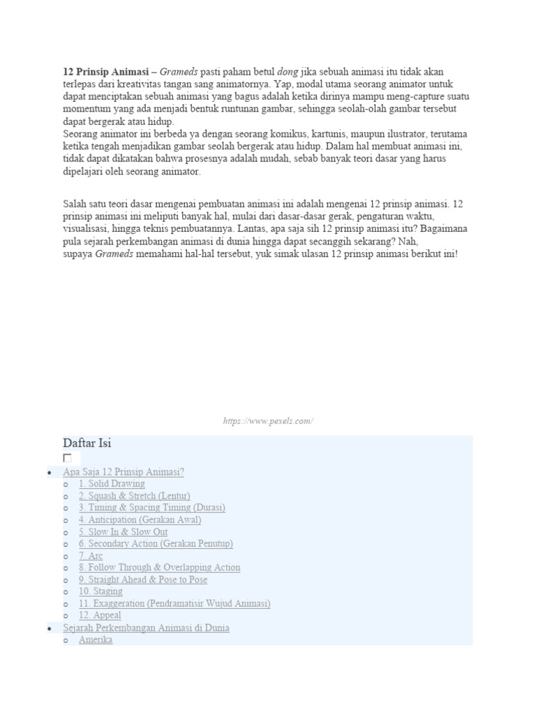 12 Prinsip Animasi | PDF