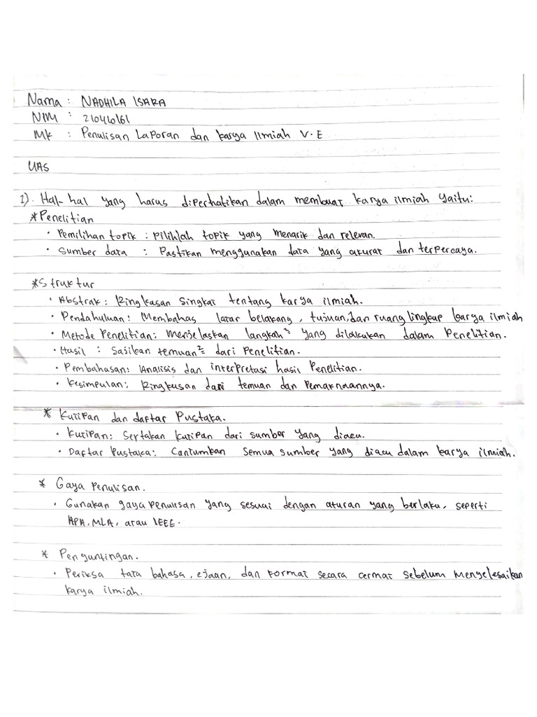 Jawaban UAS NADHILA ISARA (210410161) | PDF