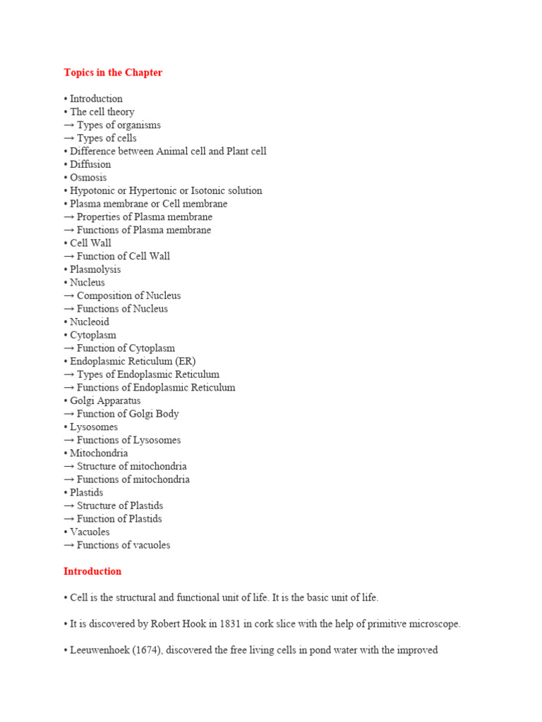 Biology CH - 5 Notes | PDF | Cell (Biology) | Chloroplast