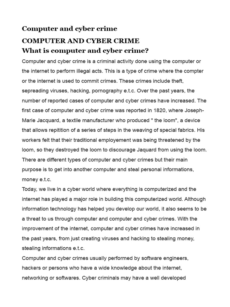 Computer and Cyber Crime | PDF | Cybercrime | Phishing