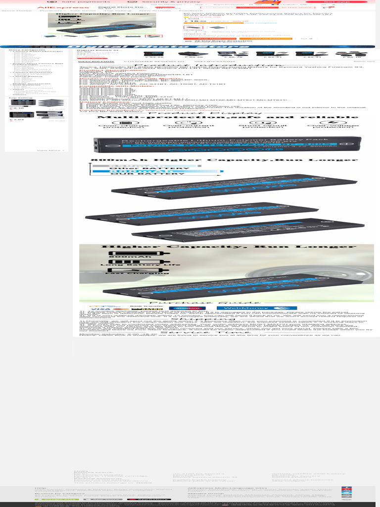 Bp-800s Bp900s Bp1000s Replacement Battery For Kyocera Yashica Finecam ...