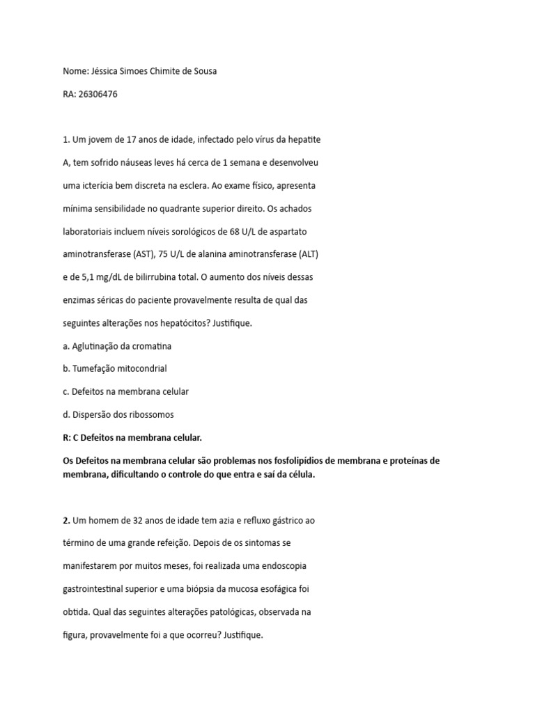 Atividade Patologia | PDF | Autoajuda | Ciências e Matemática