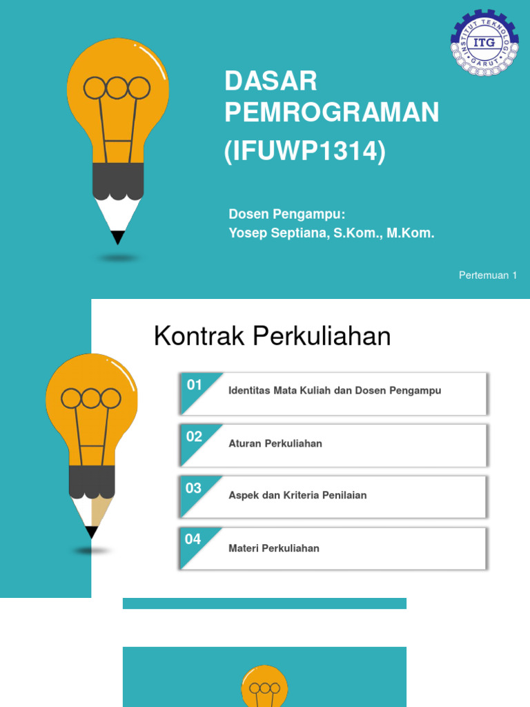 1663750574dasar Dasar Pemrograman - Pertemuan 1 | PDF