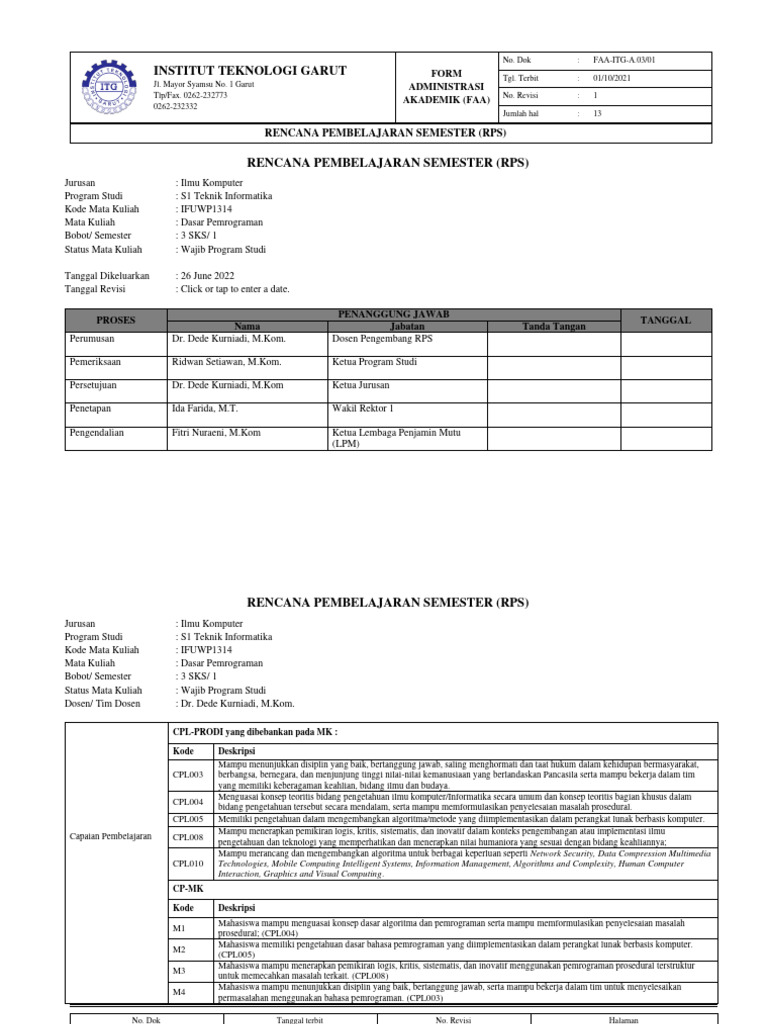 RPS - Dasar Pemrograman | PDF | Seni