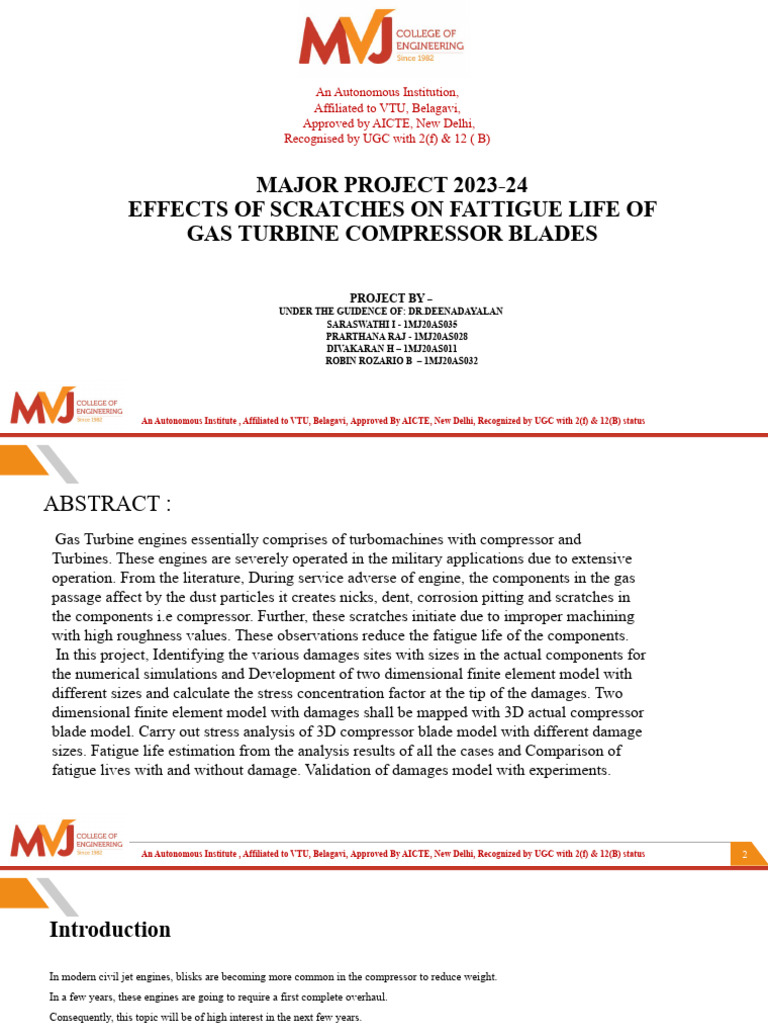Major Project Ppt Zeroth Review Pdf Fatigue Material Turbomachinery