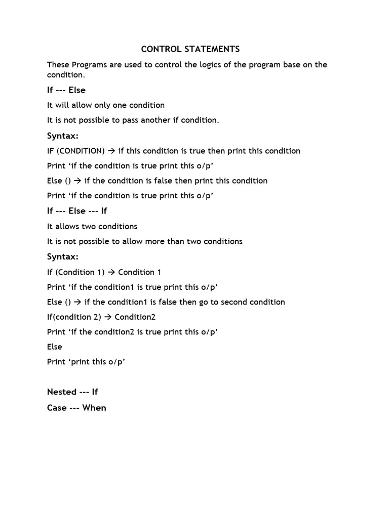 Control Statements | PDF Control Statements | PDF