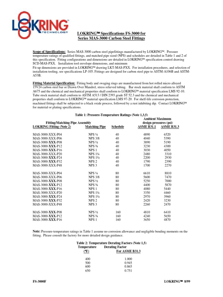 MAS-3000 Carbon Steel Fittings Specs | PDF | Pipe (Fluid Conveyance ...