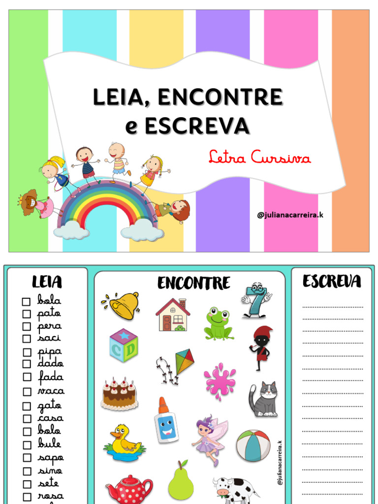Leia Encontre e Escreva Bastão e Cursiva - 230707 - 112559 | PDF | Casa e Jardim