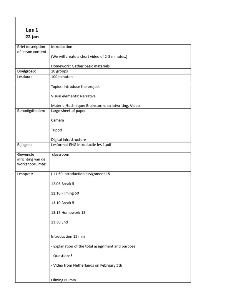 Lesformat 1-5 ENG-1 | PDF | Lesson Plan | Brainstorming