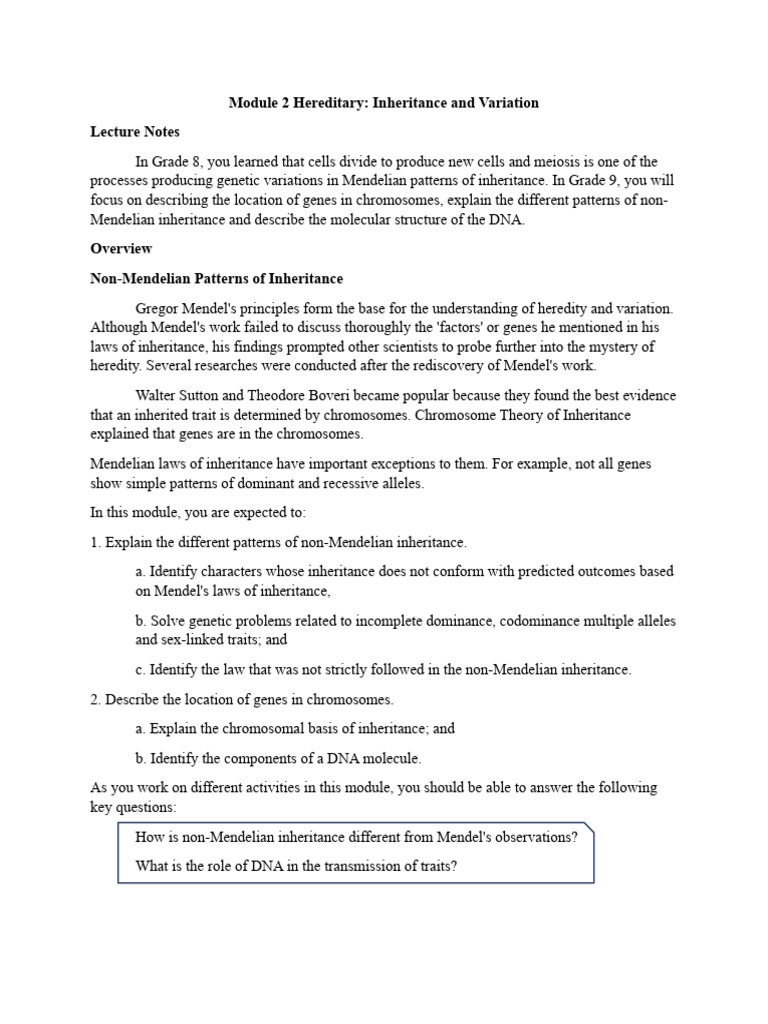 Module 2 Lecture Notes Pdf Dominance Genetics Allele