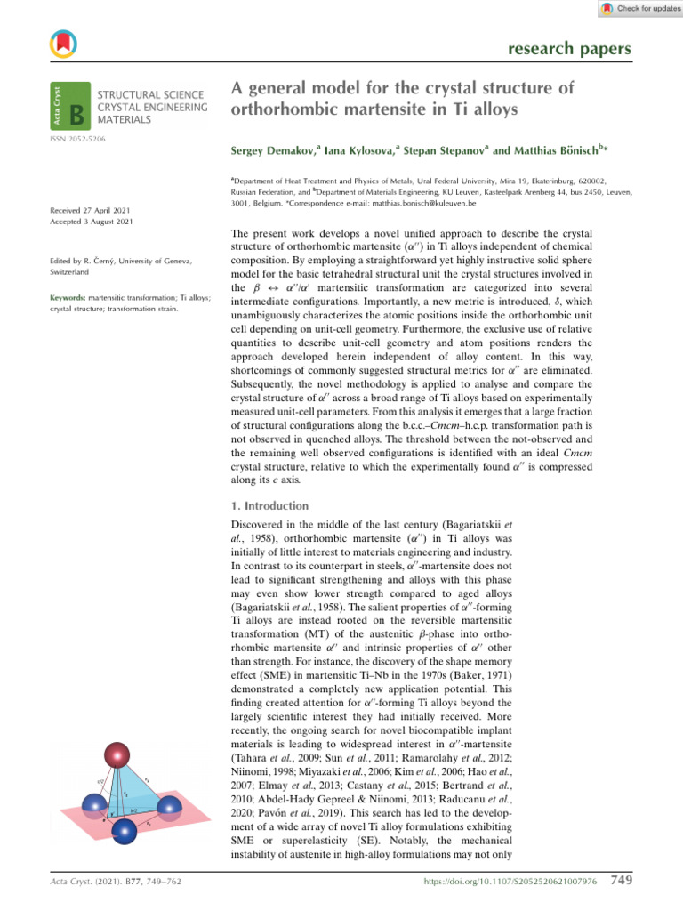 Acta Crystallographica Section B - 2021 - Demakov - A General Model For ...