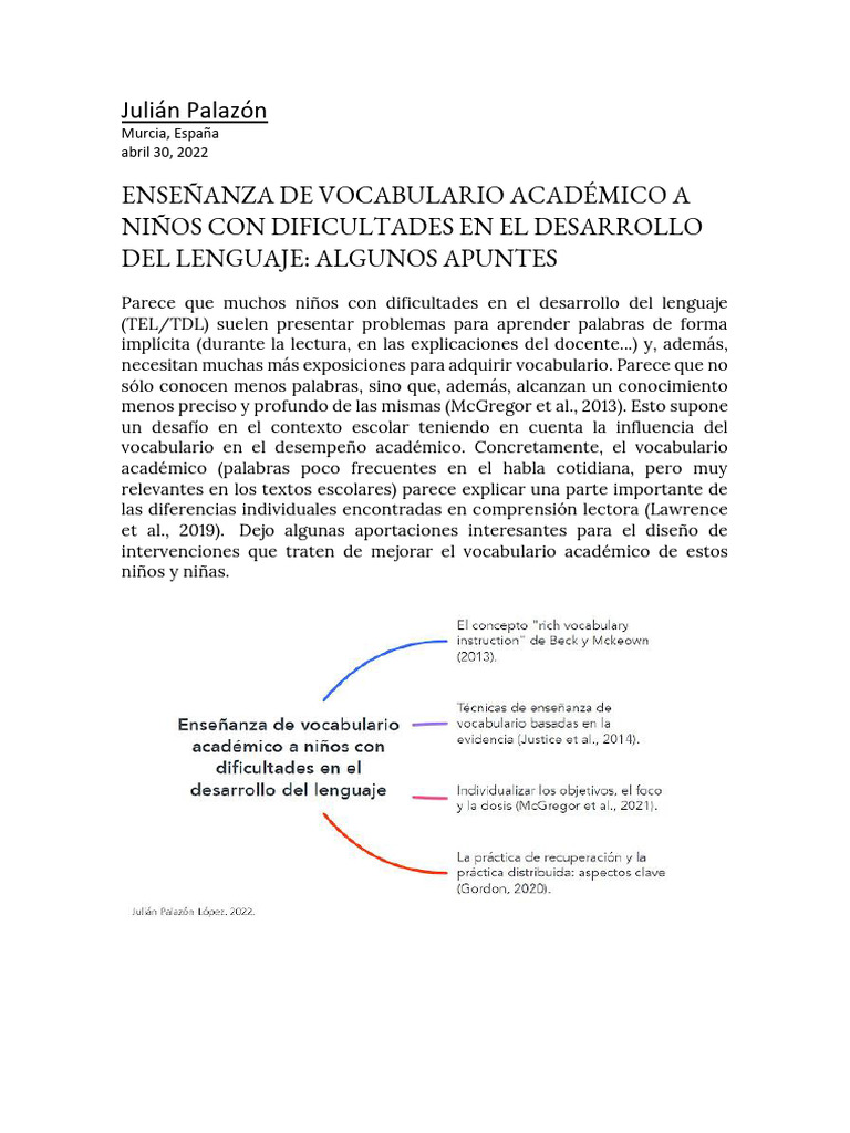 Enseñanza de Vocabulario Academico A Niños - LO | PDF | Palabra | Léxico
