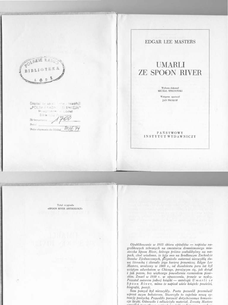 Edgar Lee Masters Umarli Ze Spoon River 1 | PDF