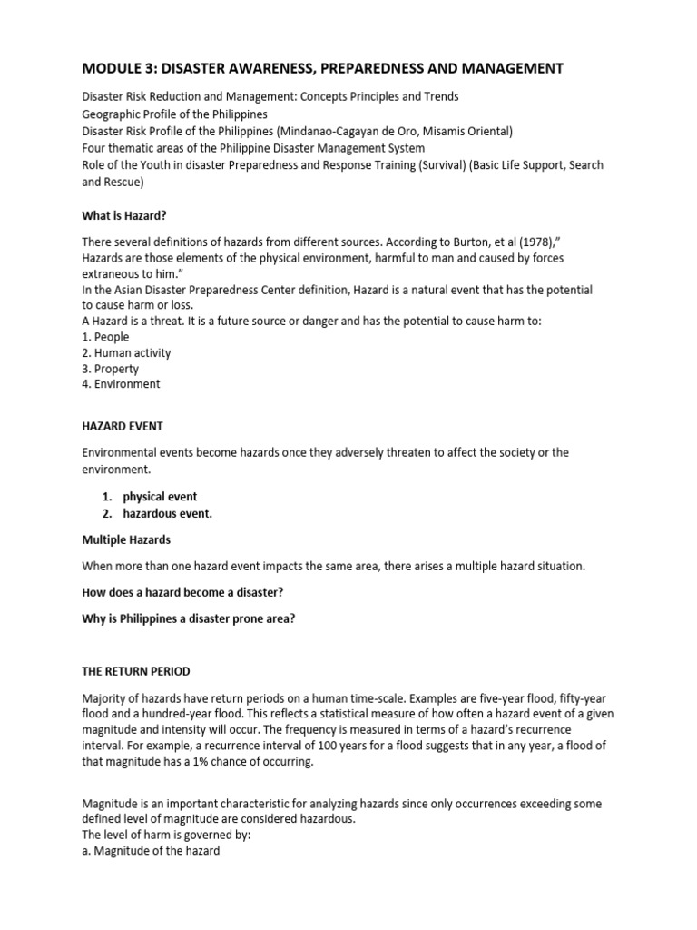 Module 3 - Disaster Awareness Preparedness and Management | PDF | Tropical Cyclones | Flood