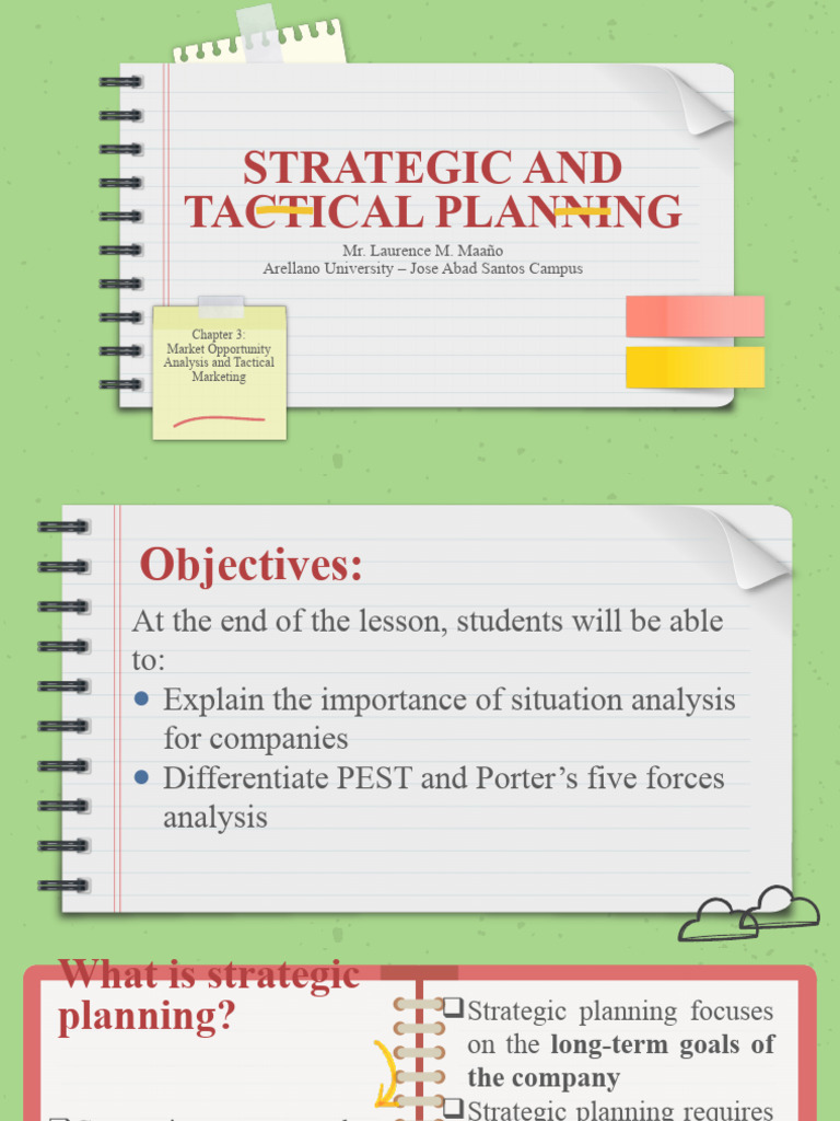 LESSON 8 Strategic and Tactical Planning | PDF | Business | Economies