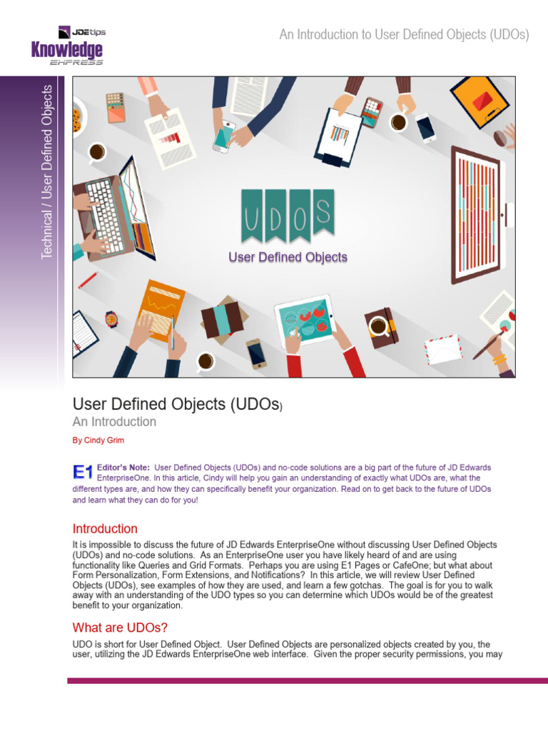 JDEtips Article Intro To UDOs 257 | PDF | User (Computing) | Computer ...