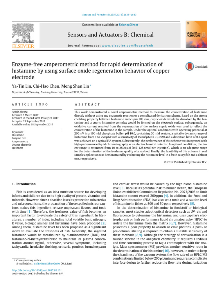 7-Enzyme-Free Amperometric Method For Rapid Determination Ofhistamine ... 7-Enzyme-Free Amperometric Method For Rapid Determination Ofhistamine ...