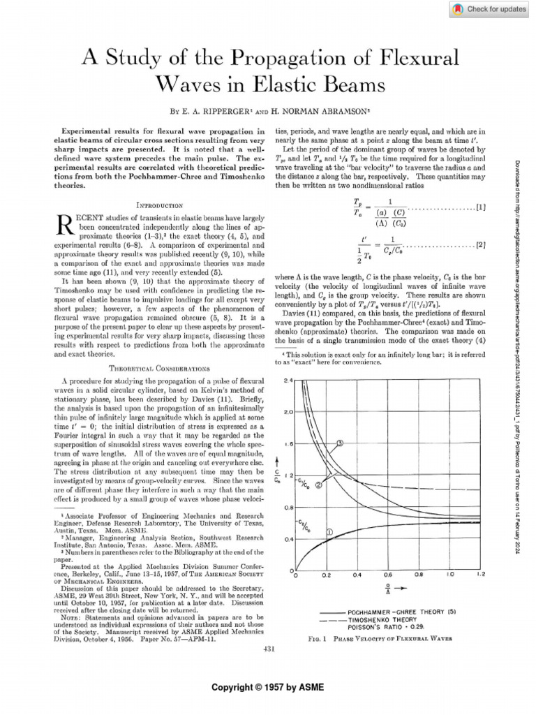 A Study of The Propagation of Flexural Waves in Elastic Beams | PDF ...