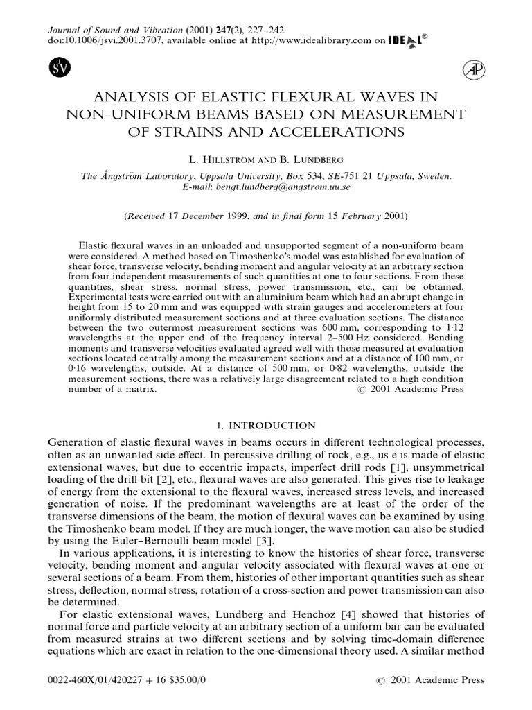 Analysis of Elastic Flexural Waves in Non-Uniform Beams Based On ...