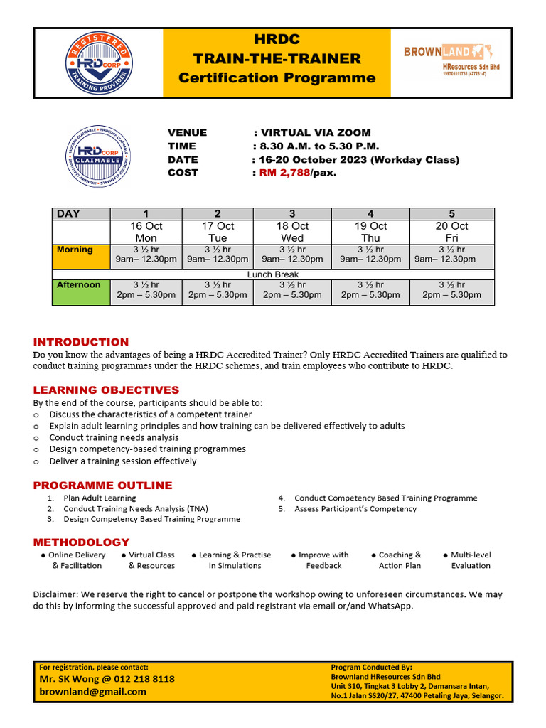 00 HRDC Leaflet (Workday) | PDF | Learning | Behavior Modification