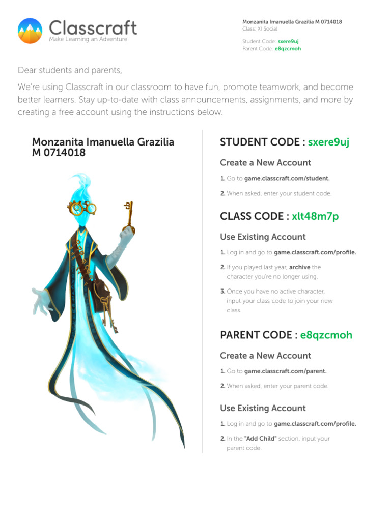 Classcraft - Class Code | PDF | Learning | Childhood