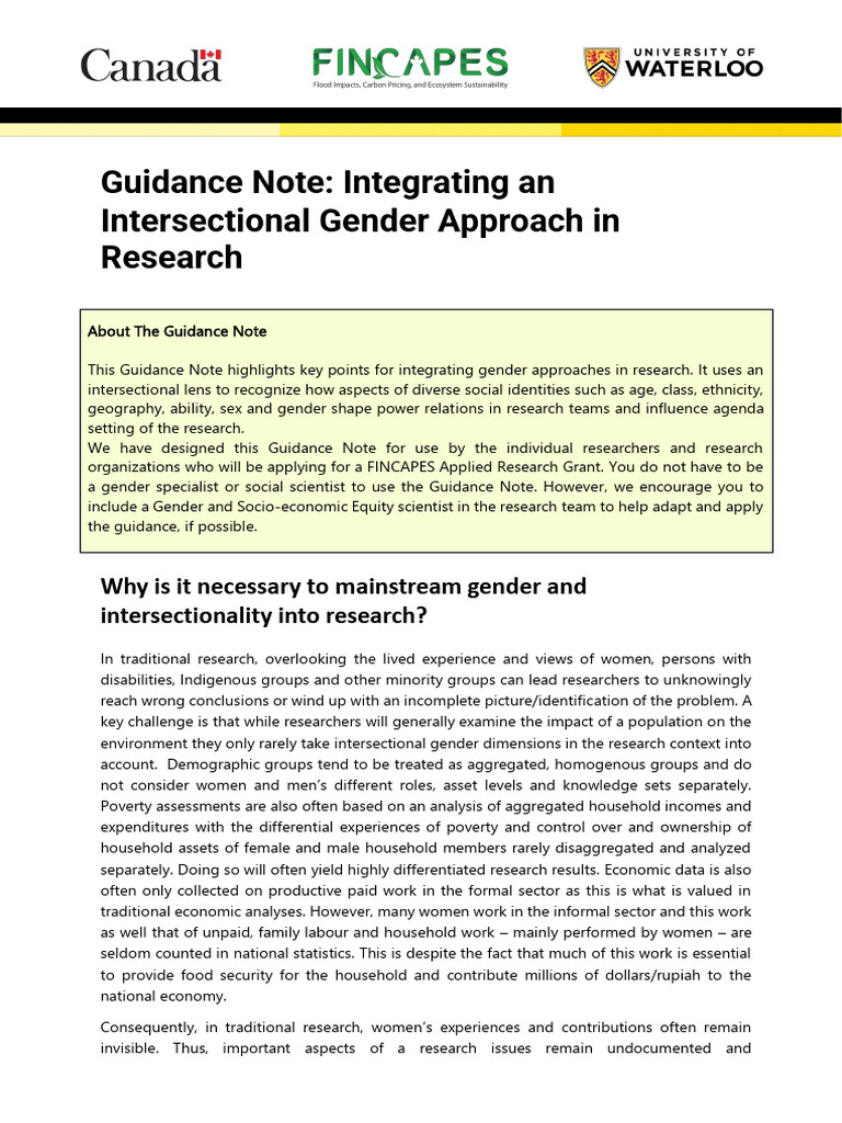 GESEI Guidance Note | PDF | Intersectionality | Gender