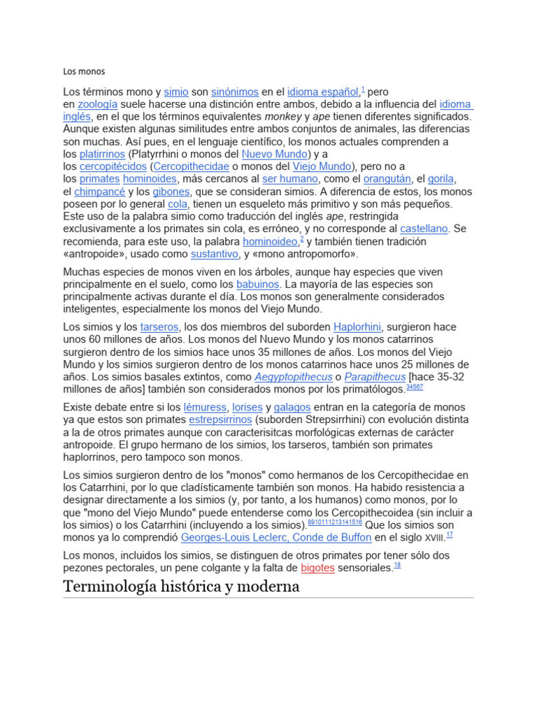 Los Monos | PDF | Mono | Taxonomía de mamíferos