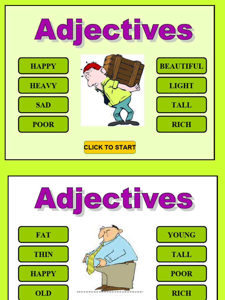 Adjectives PPT Game Eslprintables | PDF
