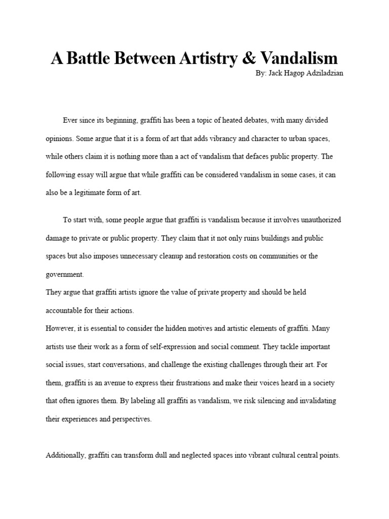 Graffiti: Art or Vandalism Debate | PDF | Graffiti | Vandalism