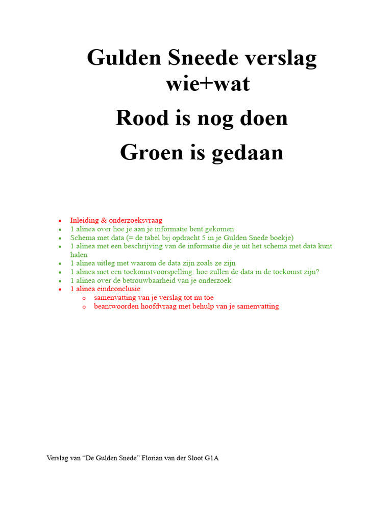 Gulden Sneede Verslag | PDF