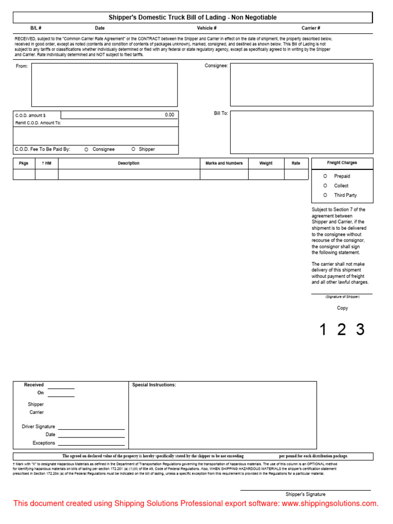 Inland Bill of Lading | Download Free PDF | Cargo | Bill Of Lading