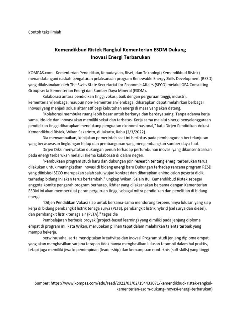 Contoh Teks Ilmiah BINA | PDF | Pengelolaan Keuangan & Uang | Sains ...