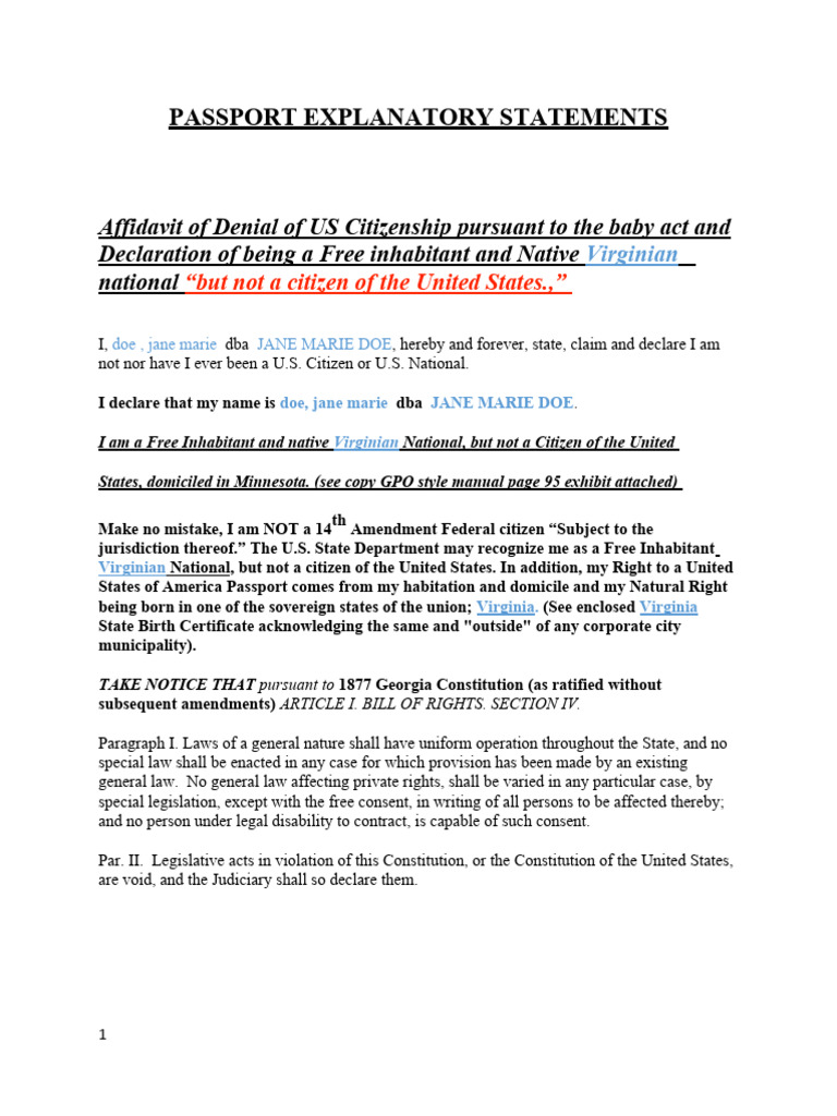 Passport Explanatory Statements | PDF | Citizenship | Citizenship Of ... Passport Explanatory Statements | PDF | Citizenship | Citizenship Of ...