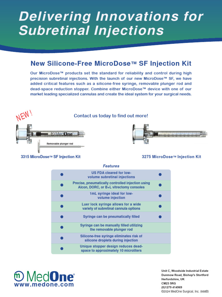 MedOne MicroDose SF Injection Kit | PDF | Syringe | Medical Equipment