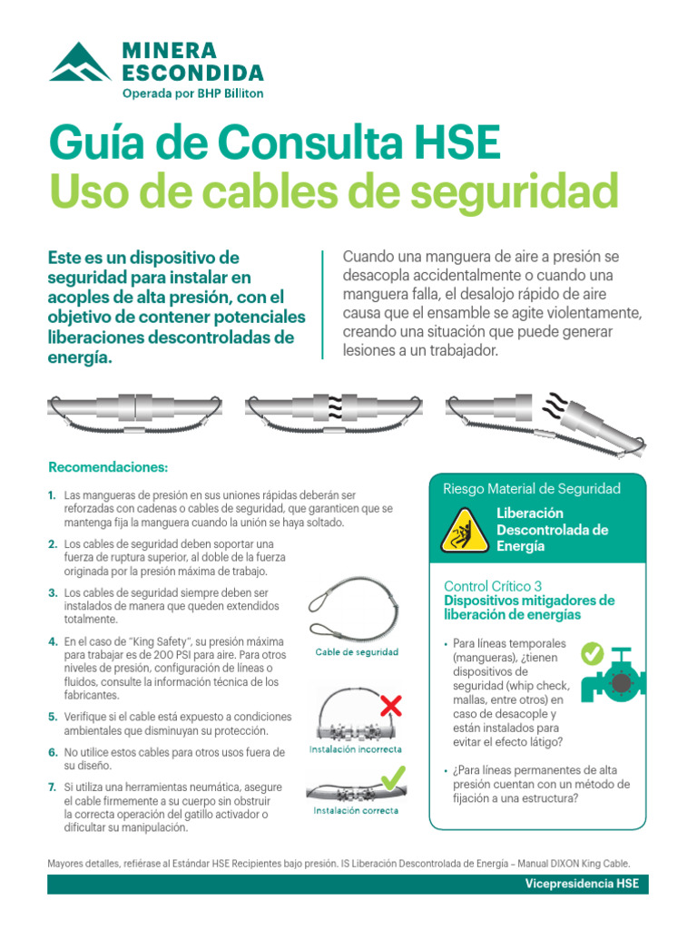MEL Guia HSE Uso de Cables de Seguridad | PDF | Presión
