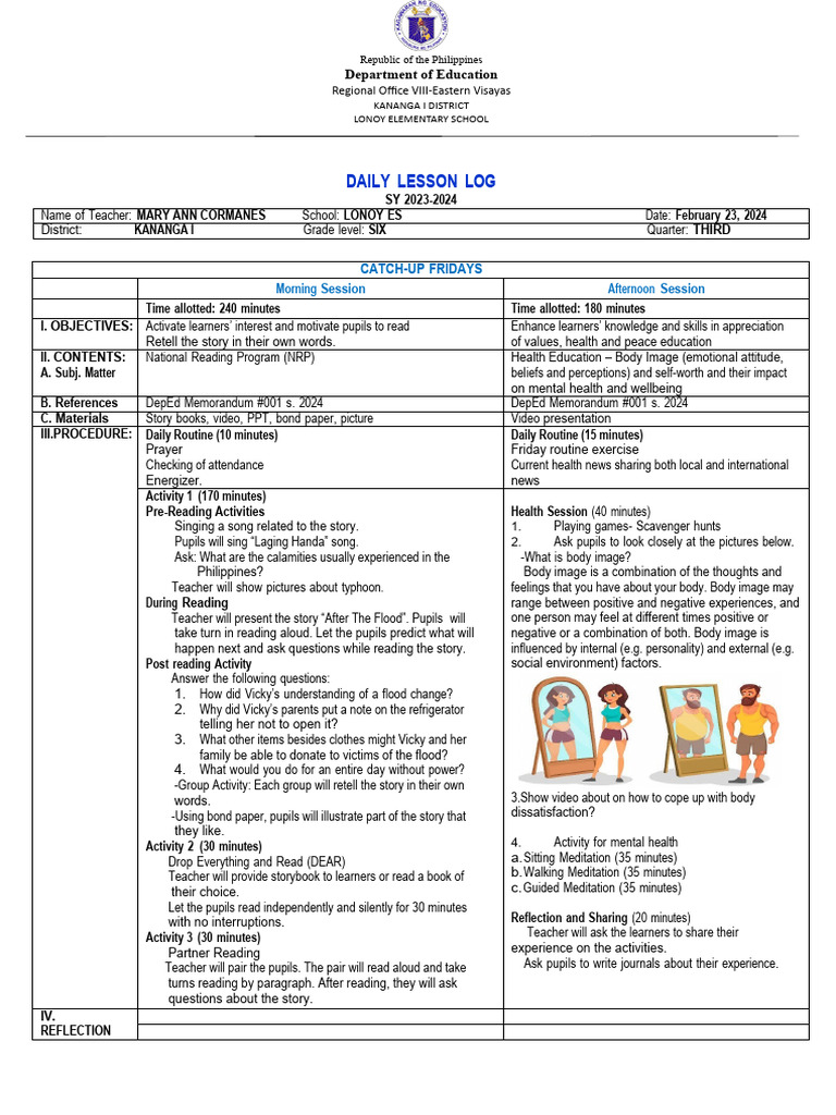 Daily Lesson Log Catch Up Friday | PDF | Teachers | Learning