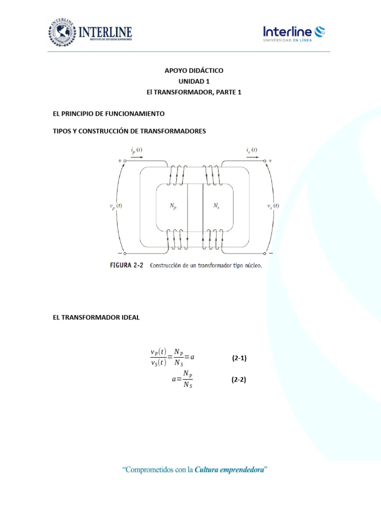 Unidad 1. El Transformador Parte 1 | PDF | Transformador | Inductor