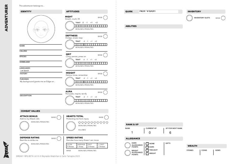 BREAK CSheet - Form1.1 | PDF