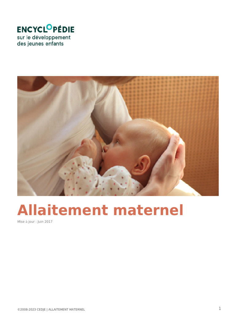 Impact de l'allaitement sur l'enfant | PDF | Allaitement | Nourrisson
