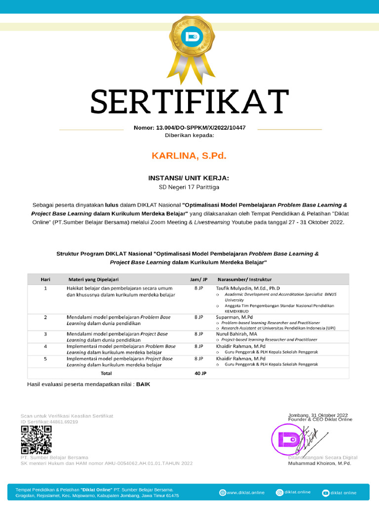 Sertifikat 40 JP | PDF
