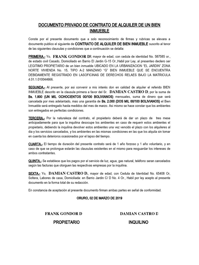 Contrato de Alquiler | PDF