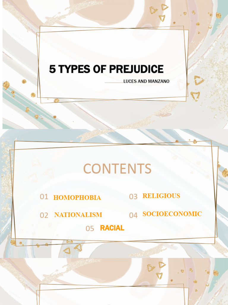 Five Types of Prejudice Explained | PDF | Prejudices | Injustice