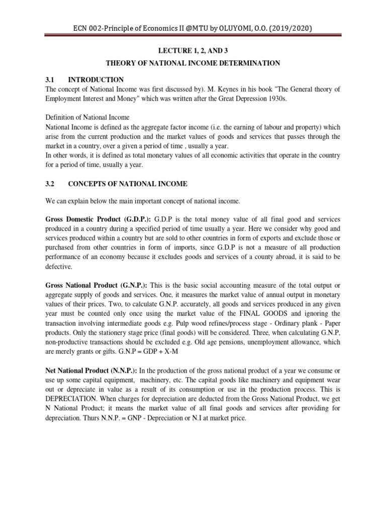 National Income Theory Overview | PDF | Gross Domestic Product ...