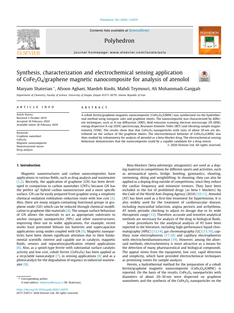 CoFe2O4 Polyhedron 2020 | PDF | Graphene | Nanocomposite