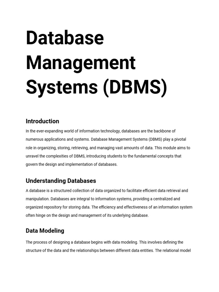 Introduction to DBMS Fundamentals | PDF | Databases | Relational Database